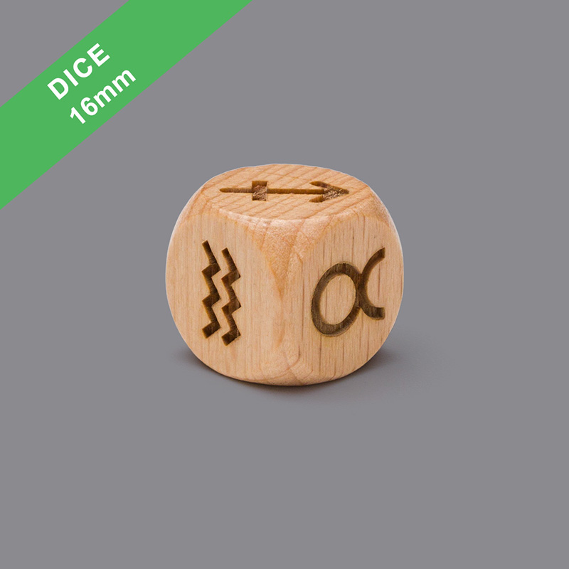 D6 16mm Wooden Engraved Dice (Rounded corners)