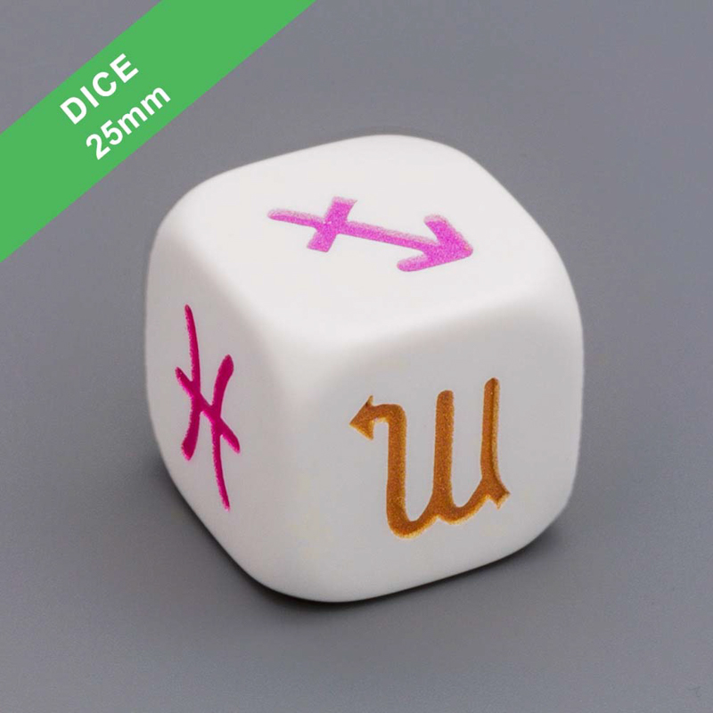 Color Engraved D6 Dice 25mm White