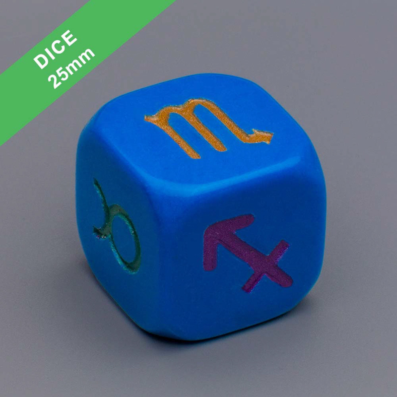 Color Engraved D6 Dice 25mm Blue