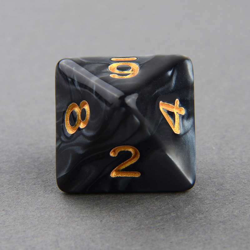 Black and White D8 Marble Dice
