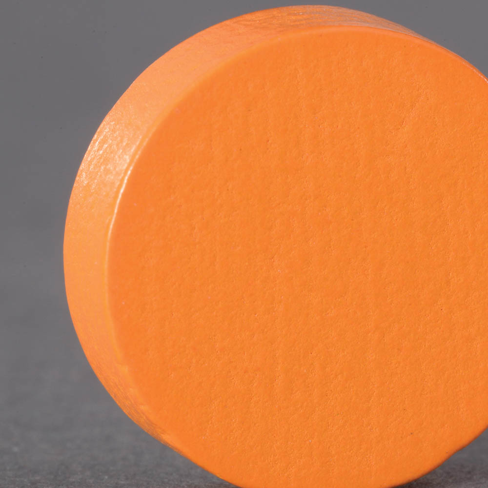 15x15x4mm Wooden Disc Orange