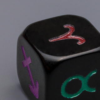 Color Engraved D6 Dice 25mm Black