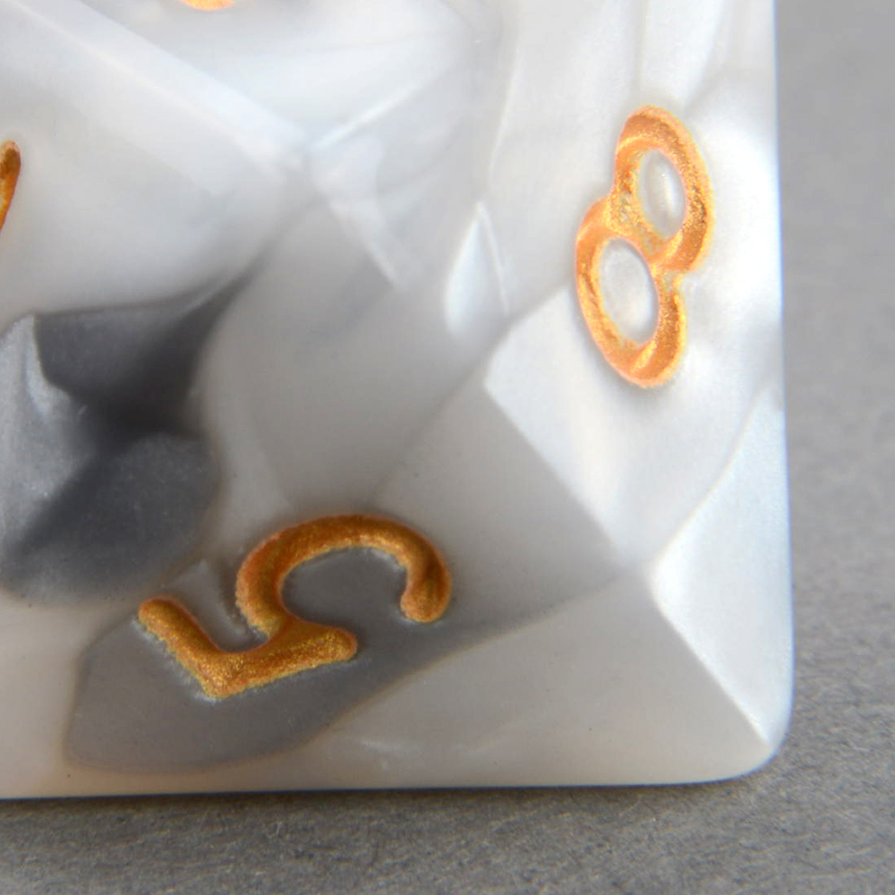 Grey and White D8 Marble Dice