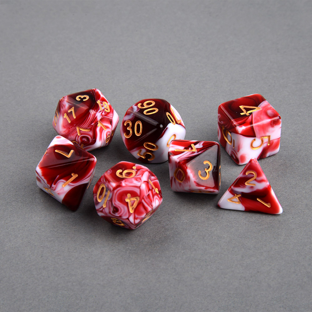 Red and White D12 Marble Dice