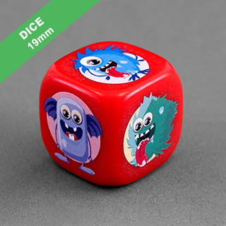 Custom Red Dice Round Corner 19mm